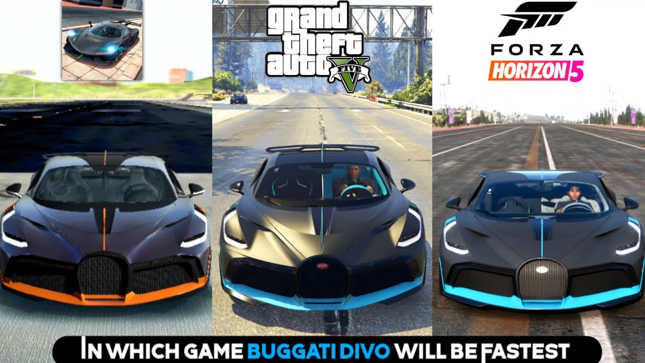 In Which Game Buggati Divo Will be Fastest 😯🔥 - Ecds Vs Gta 5 Vs Forza ...