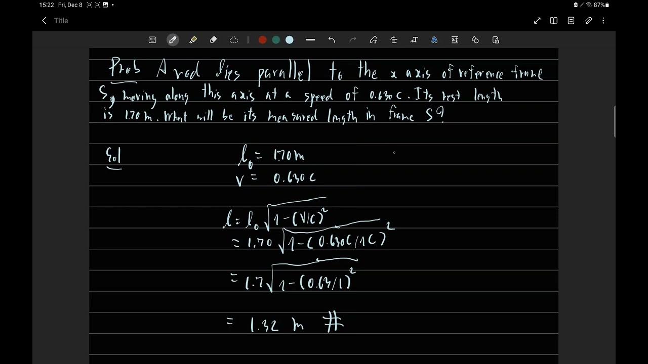 [eng] length contraction example problem no.4 with a solution (physics) - YouTube