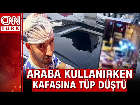 İstanbul'da akıllara durgunluk veren olay: Alev alan tüp balkondan atıldı, sürücünün kafasına düştü!