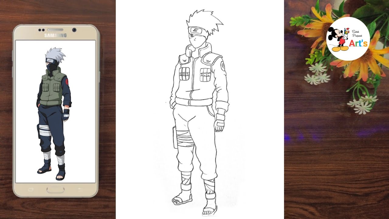Kakashi Hatake full body drawing || kakashi sensai drawing || step by ...