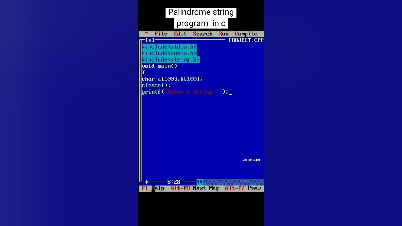 Palindrome Program In C Language Coding Shorts Shortsfeed Viral Youtube