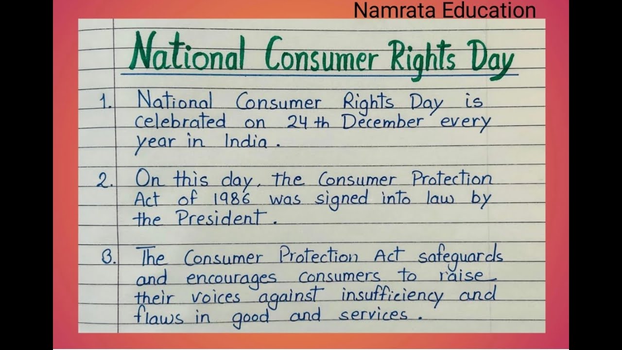 10 line Essay on National Consumer Rights Day in English / Essay on ...