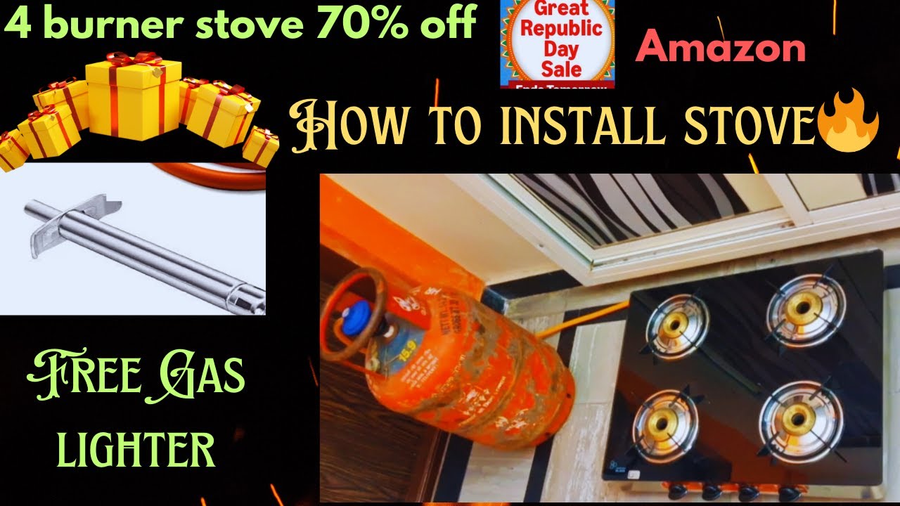 4 burner Gas stove|how to install|how to connect gas cylinder to stove ...