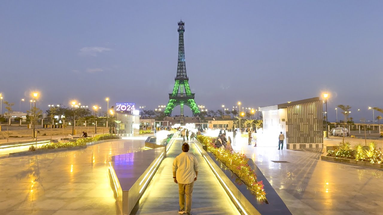Eiffel Tower Tour, Bahria Town Karachi | New Year 2024 Celebration | 4K ...
