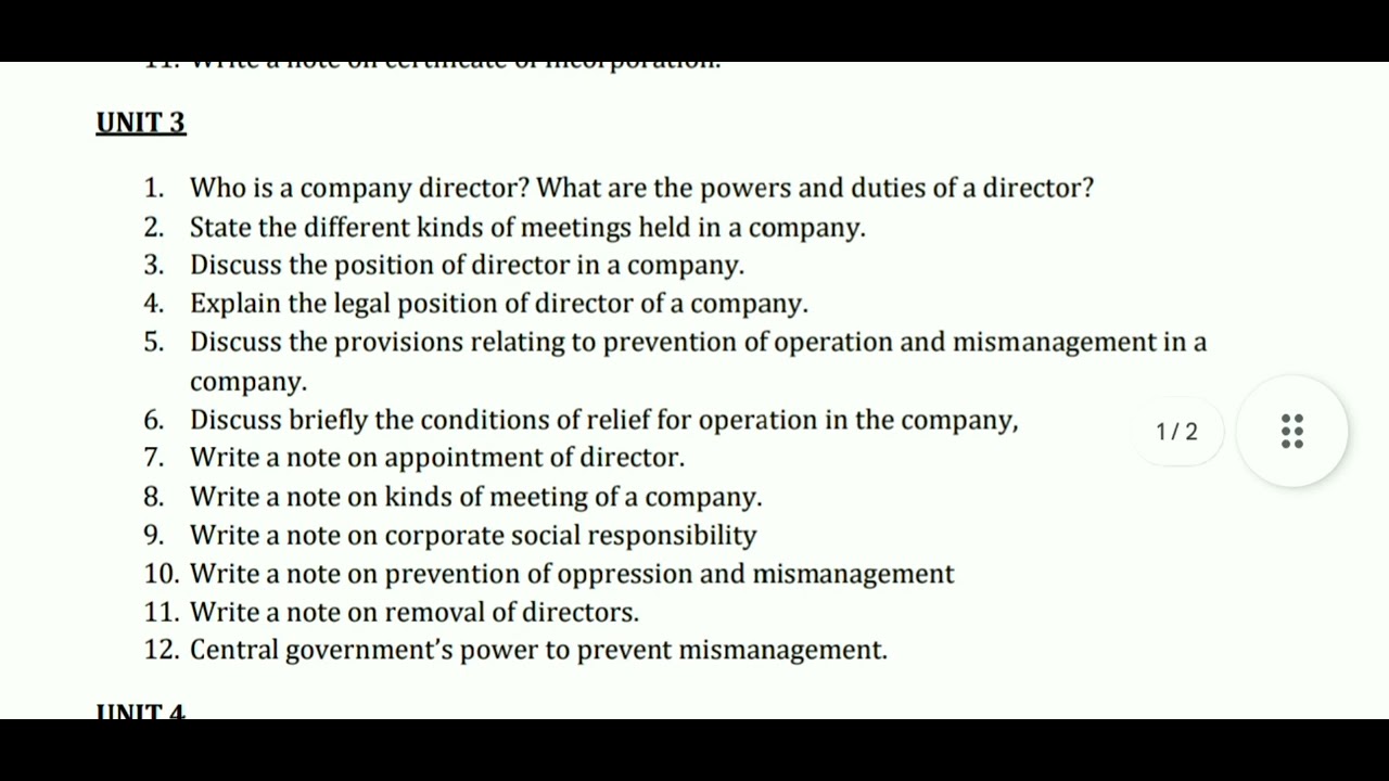 KSLU COMPANY LAW Important Questions 80 20 Pattern Unit Wise kslu-company-law-important-questions-80-20-pattern-unit-wise