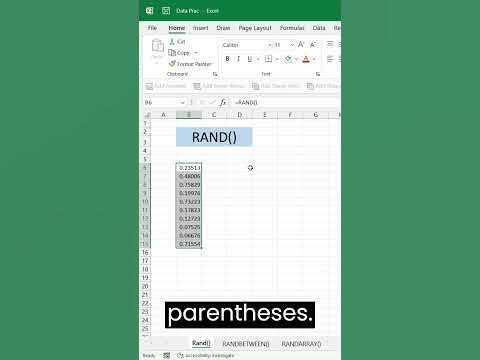 RAND() Function in Excel. Create Random numbers. #random #excel #exceltips - YouTube