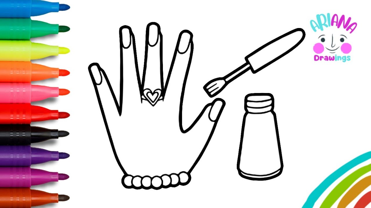 Hand Drawing Easy | How to Draw Hand and Nail Polish Tutorial 🖐🏻💅 - YouTube