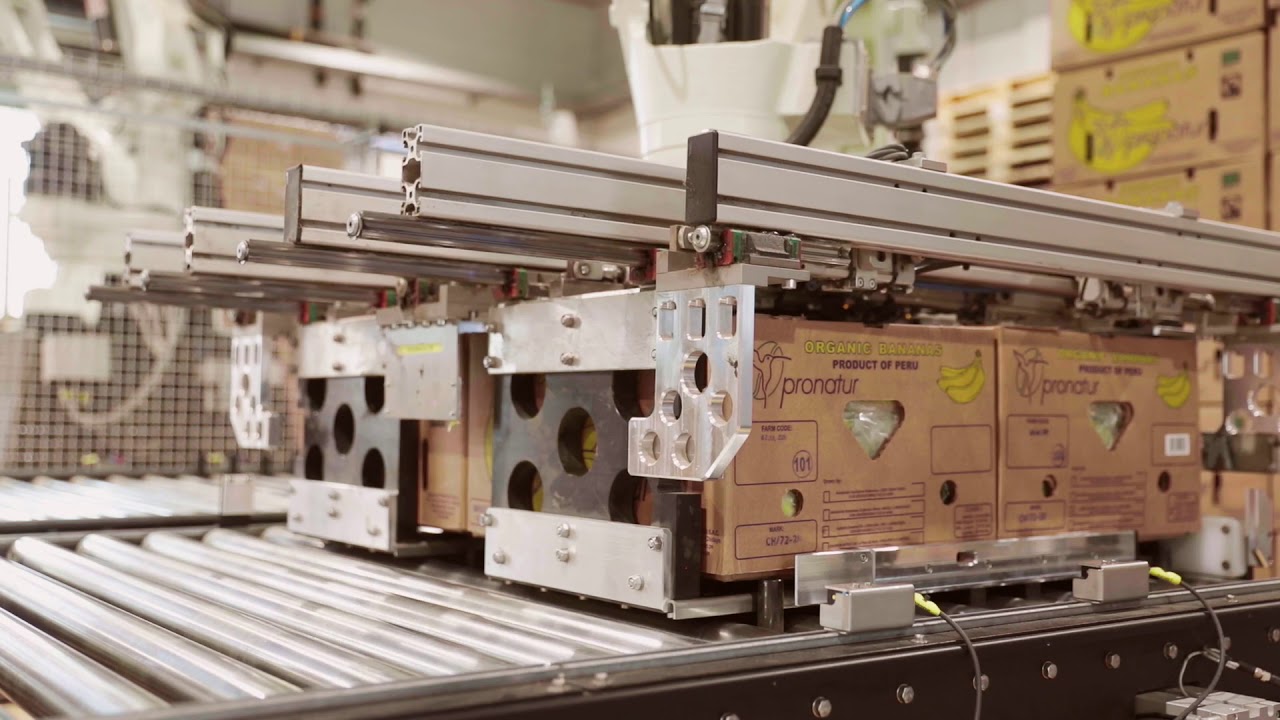 Kawasaki Robotics CP180L Banana Boxes Palletizing - YouTube