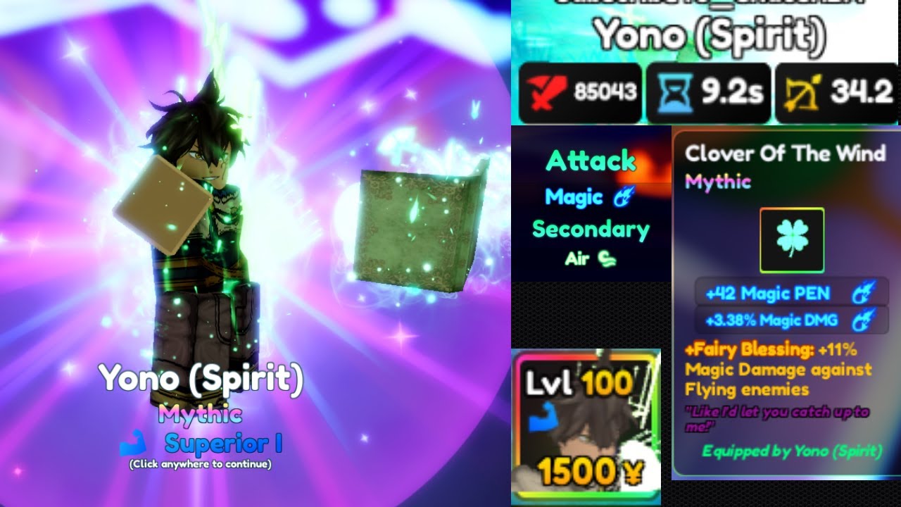New Level 100 Evolved Yuno + Clover of The Wind Relic - YouTube