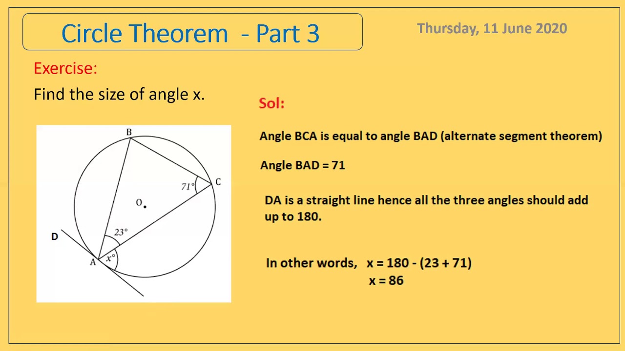 Circle Theorem Part 3 YouTube Circle Theorem Part 3 YouTube