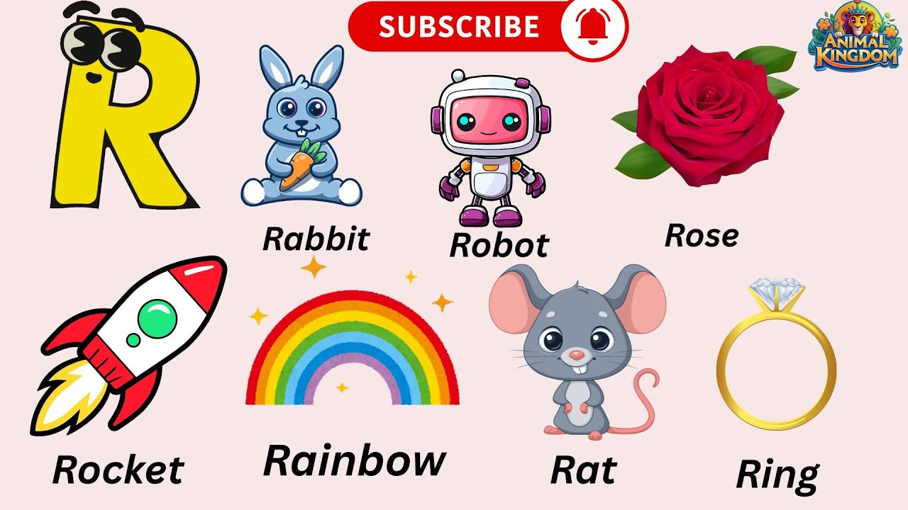 Let's learn Alphabet "R" with 7 different words | Letter R Flash cards ...