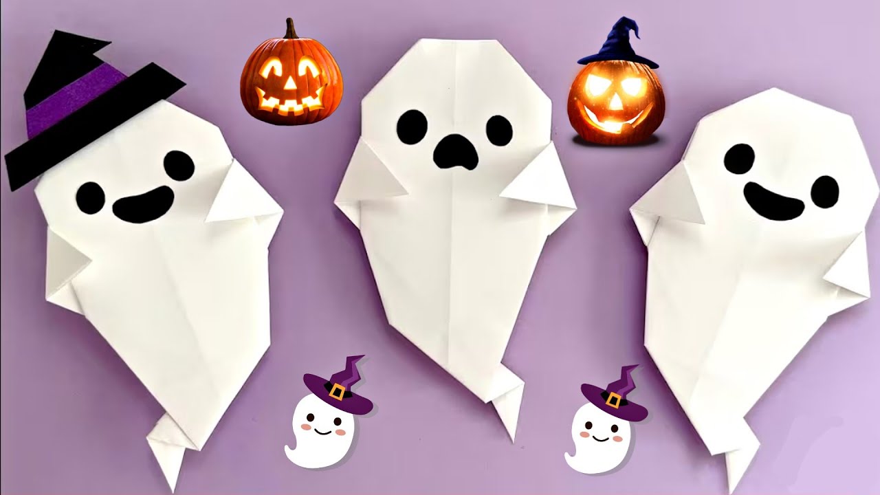 👻 Origami ghost | Origami Halloween ghost 👻 | how to make Halloween ...