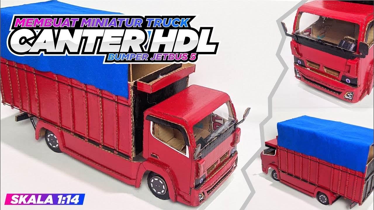 MEMBUAT MINIATUR TRUCK CANTER HDL SIMPLE MBOIS || BUMPER JETBUS 5 - YouTube