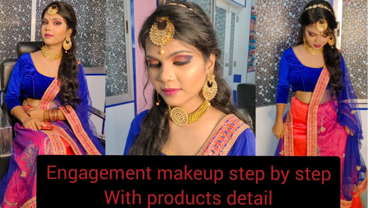Engagement makeup tutorial || step by step with products detail ...