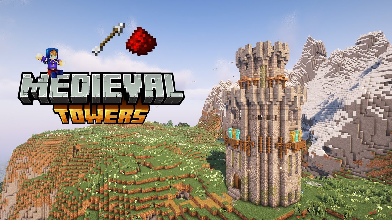 Minecraft Medieval Defense Tower Tutorial | Redstone, Roof, Interior ...
