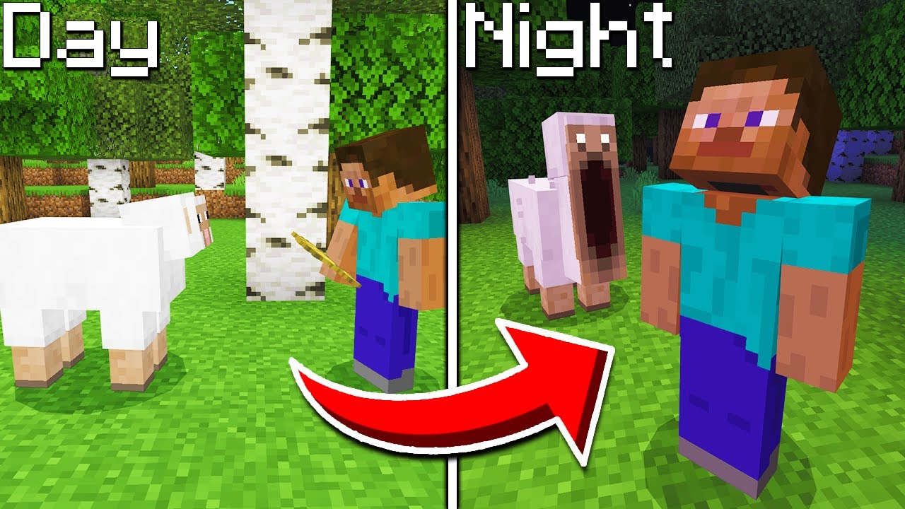 He had NO IDEA Minecraft Mobs Become Scary At NIGHT.... - YouTube