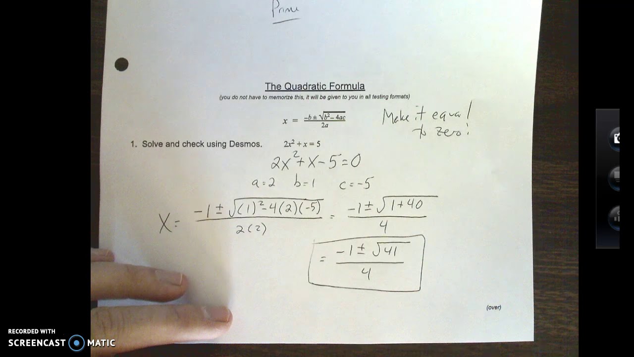 5.6a The Quadratic Formula Notes Walkthrough - YouTube