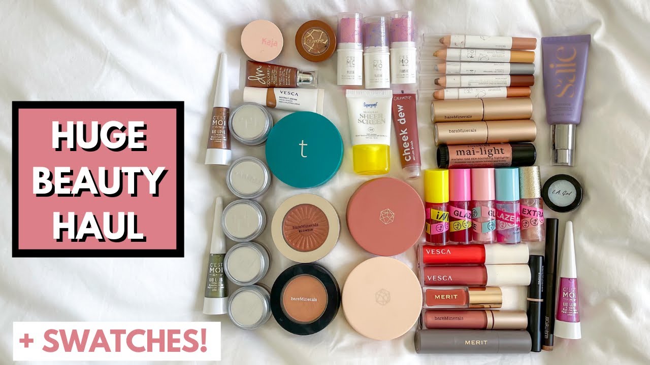 MASSIVE BEAUTY HAUL: swatching 41 new products! - YouTube