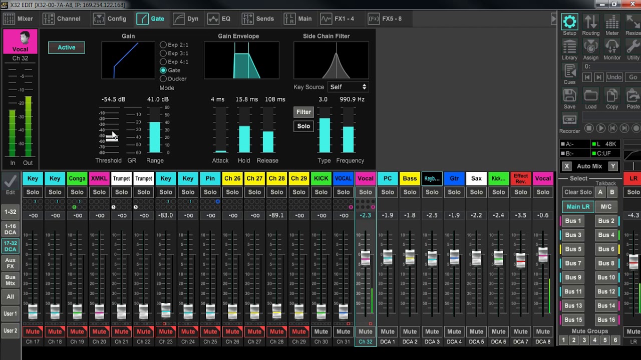 การใช้งาน Gate เบื้องต้น Digital Mixer X32, X-AIR12,16,18 - YouTube