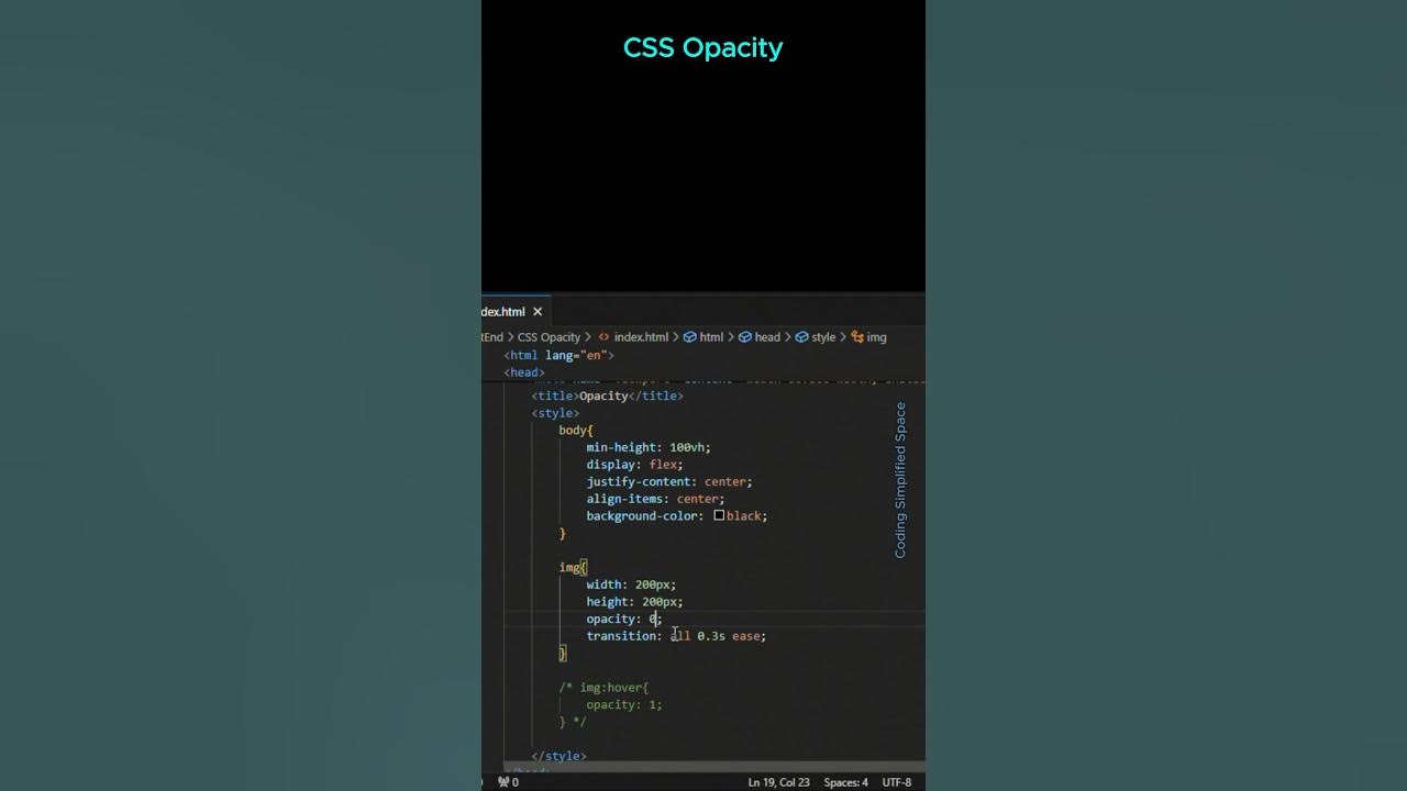 14/100 - Frontend Concepts - CSS Opacity #coding #webdevelopment #css #tutorial #shorts #project ...