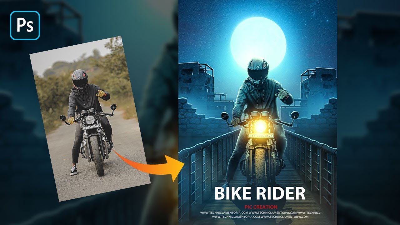 Bike Rider Photo Manipulation - Photoshop Speed Art - YouTube