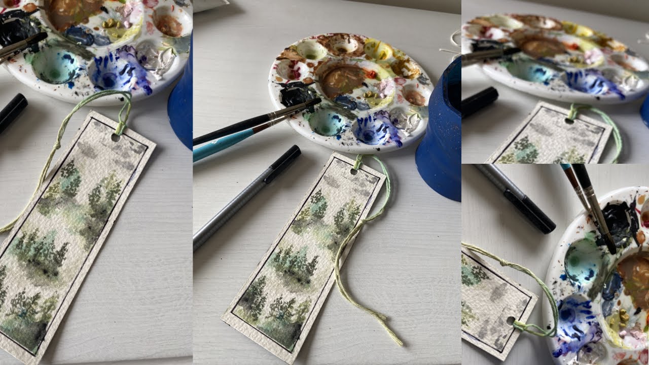 Painting a watercolour bookmark of pine trees. - YouTube