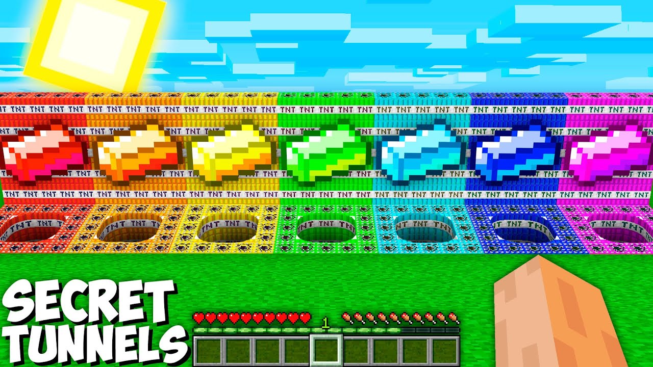I found a NEW TNT PITS in Minecraft ! WHERE DO LEAD RED TNT vs YELLOW ...