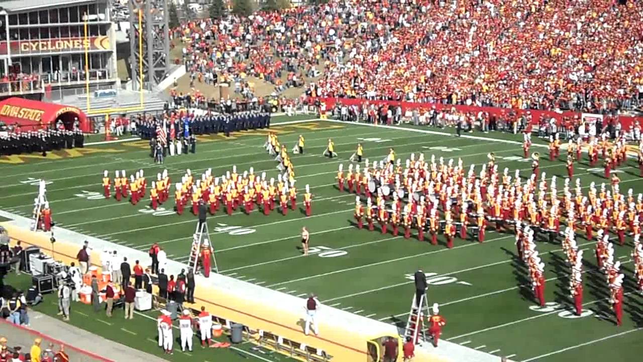 Iowa State University Cyclone Marching Band Pregame including new Band ...