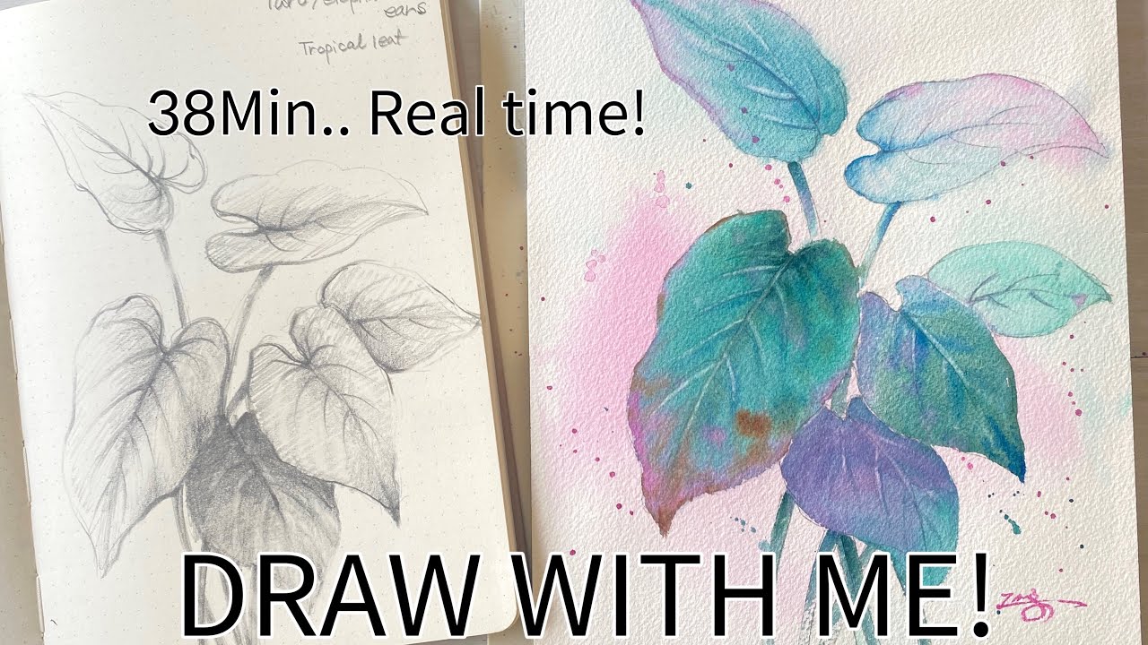 38 MINUTES. DRAW WITH ME- TARO-WATERCOLOR PAINTING -TUTORIAL STEP BY ...