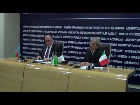 Joint Press Conference of Foreign Ministers Elmar Mammadyarov and Paolo Gentiloni