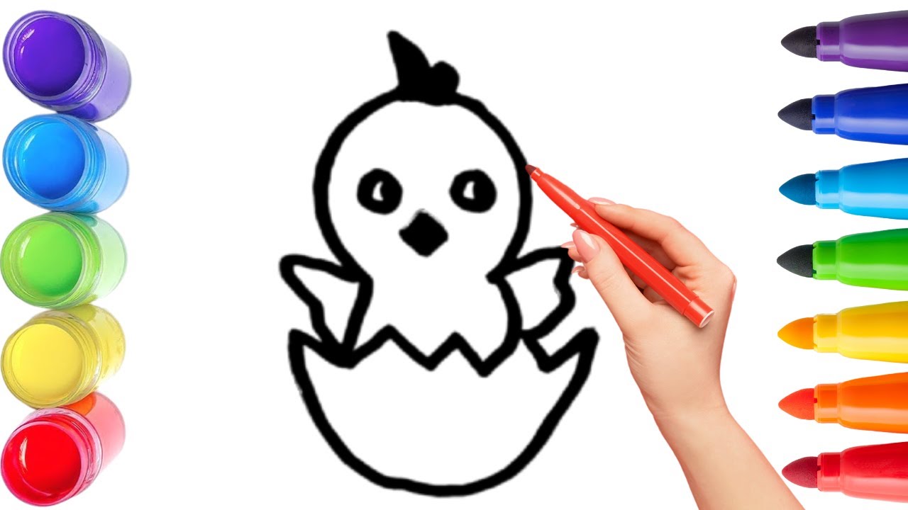 How To Draw cute chicken Drawing, Painting & Coloring For Kids and ...