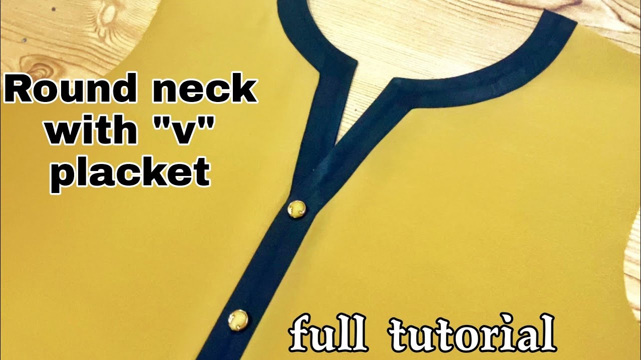 Neck design 2023 cutting and stitching || Round neck with "v" placket ...