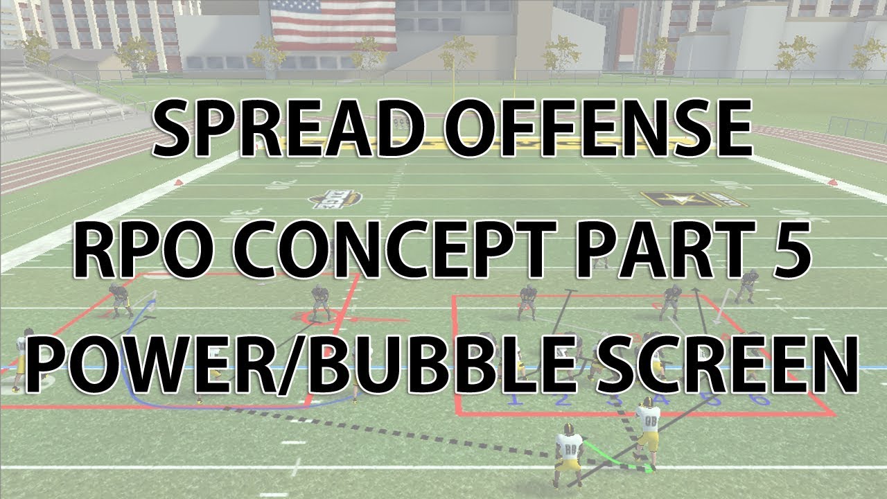 SPREAD OFFENSE RPO CONCEPT - POWER/BUBBLE SCREEN PLAY - YouTube
