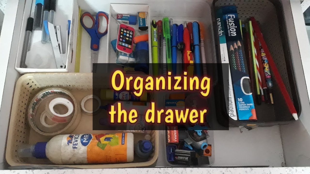 Tips for organizing the drawer|sorting stationary things - YouTube