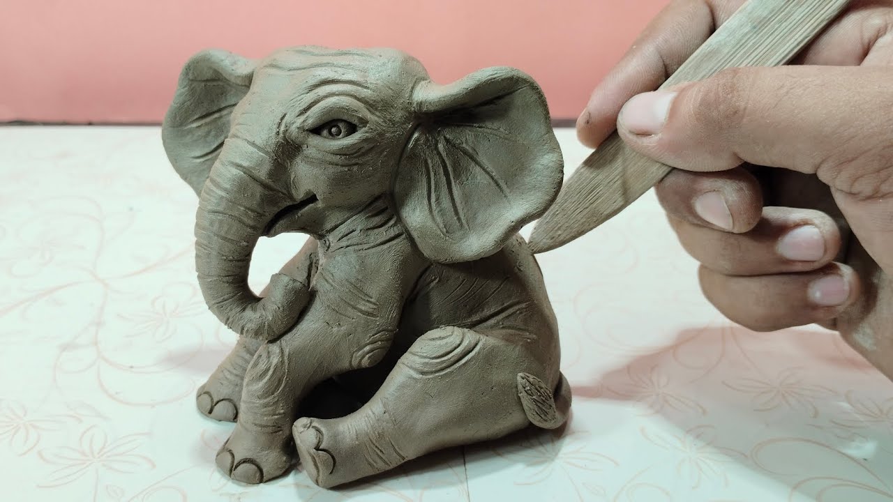 clay elephant making | how to make a baby elephant with clay #clayart # ...