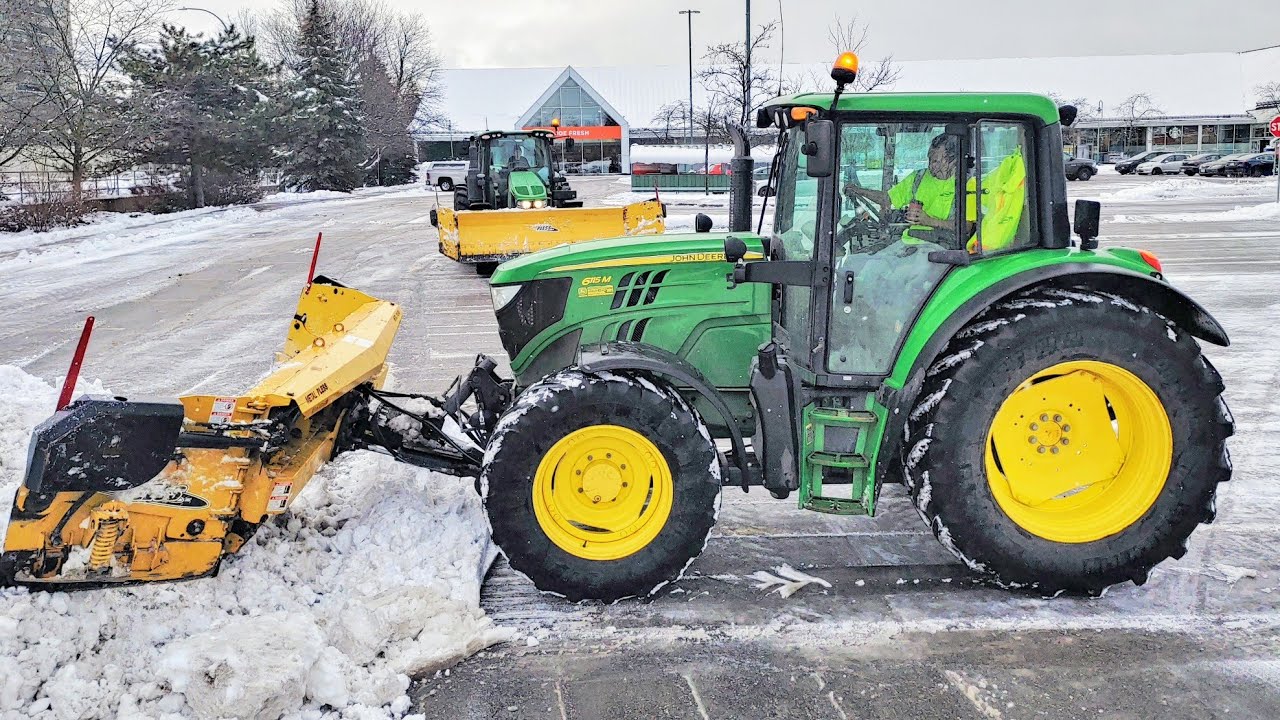 John Deere Tractors w/ Metal Pless Snow Plows Tag Team - YouTube