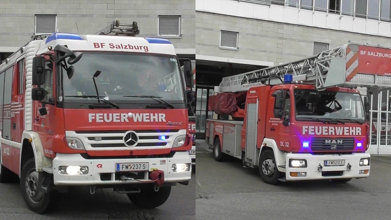 (ALARM) RLFA 1000 und DL 32 Berufsfeuerwehr Salzburg (Austria) zu einem ...