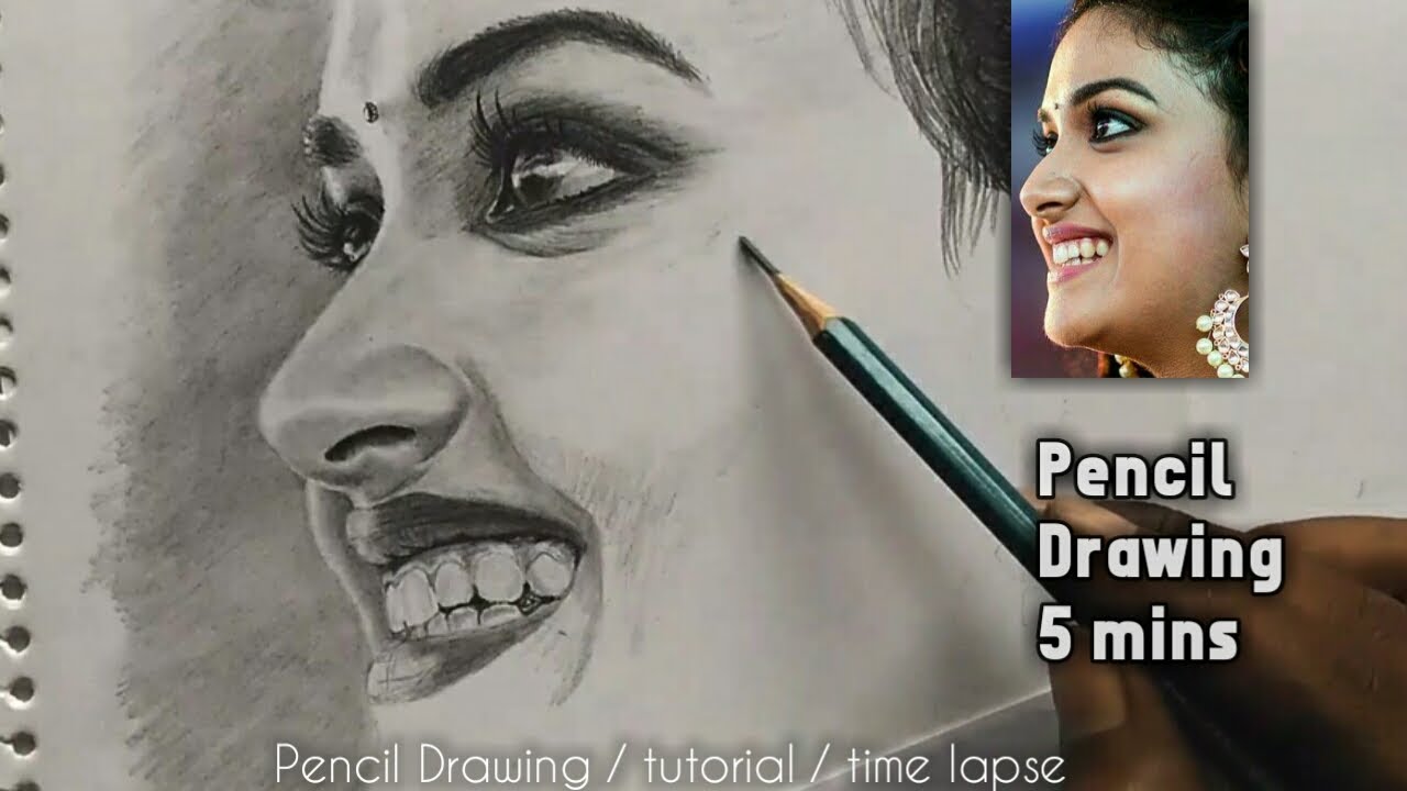 keerthy suresh pencil drawing | time lapse - YouTube