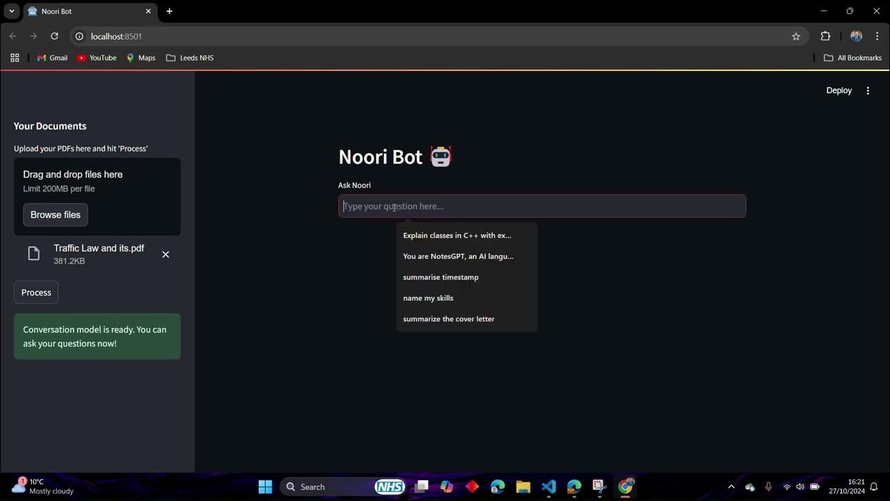 Noori Intelligent PDF companion - Project using Python - YouTube