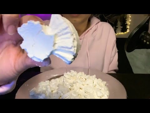 Crunchy squeaky cornstarch chunks eating | cornstarch eating | crunchy ...