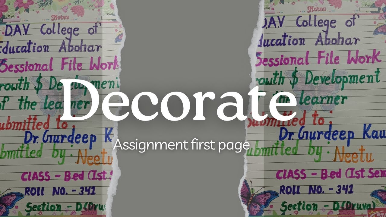 Decorate assignment first page Idea 💡. #viralvideo #youtubeshorts #art ...