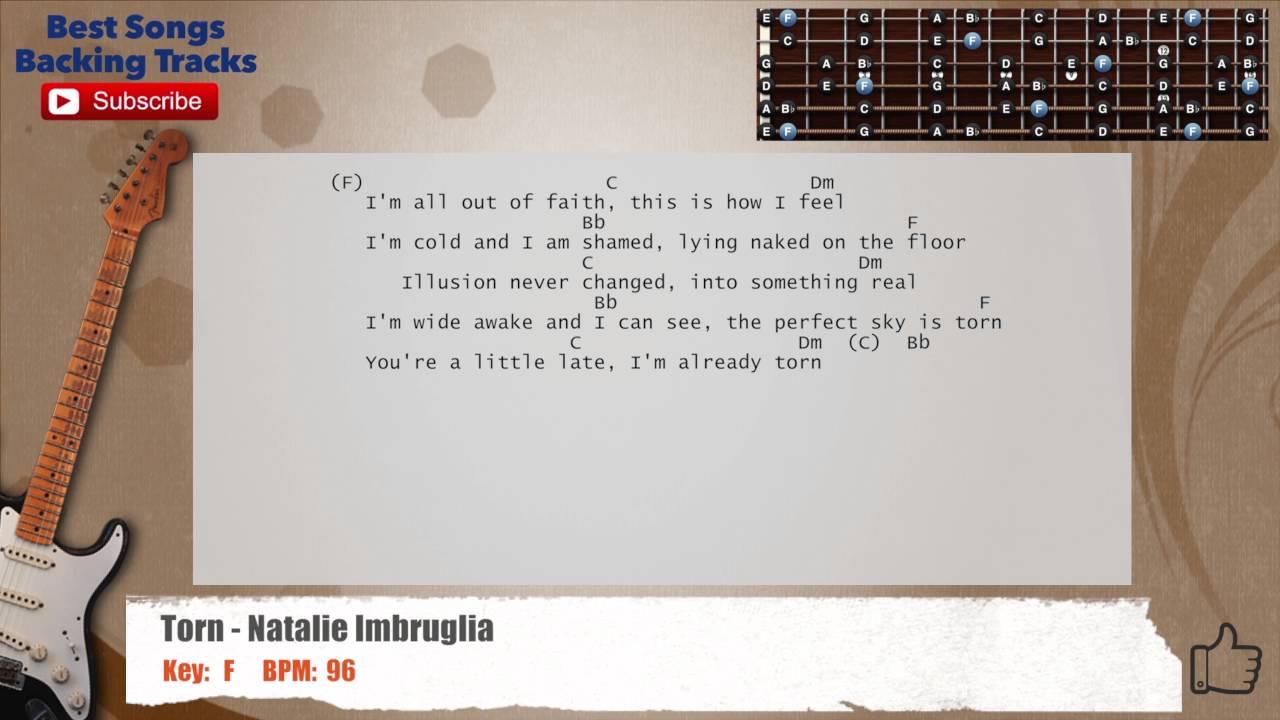 🎸 Torn - Natalie Imbruglia Guitar Backing Track with scale, chords and ...