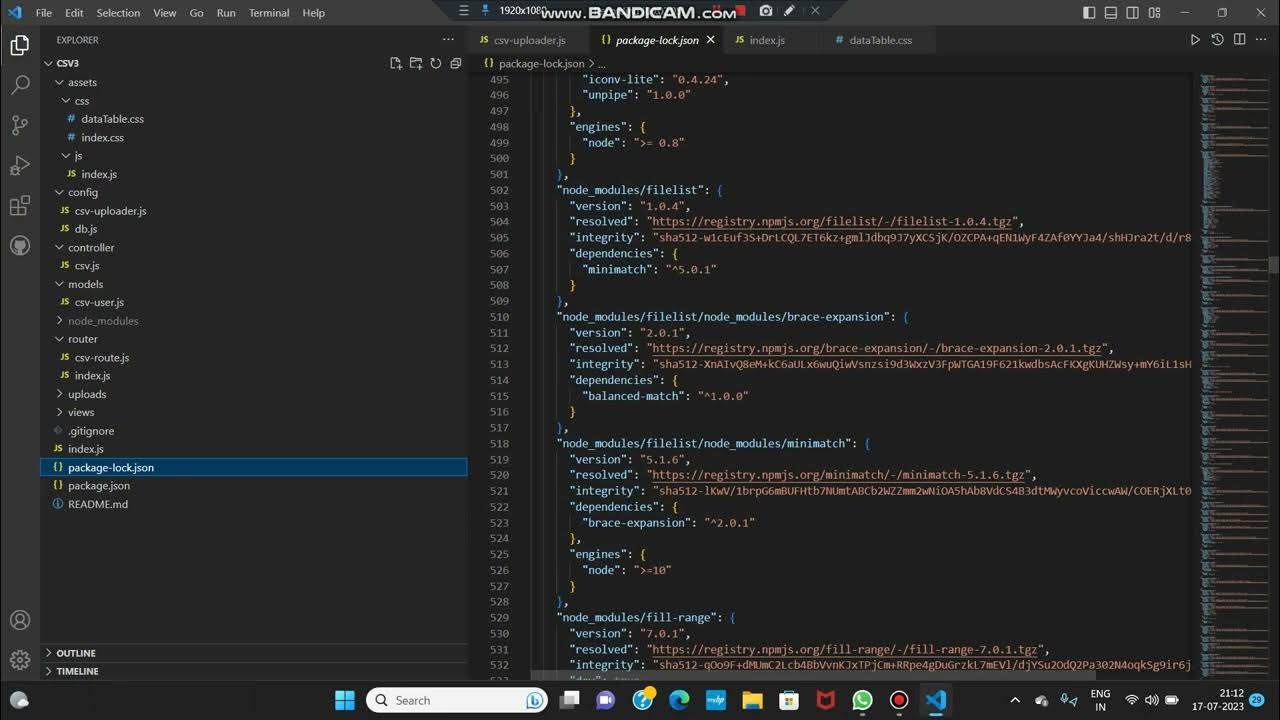 CSV project using node.js,html,css etc.. - YouTube