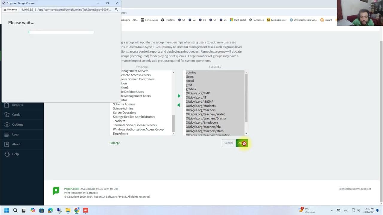 2 papercut add printer to server & mange useres, ous, groups - YouTube