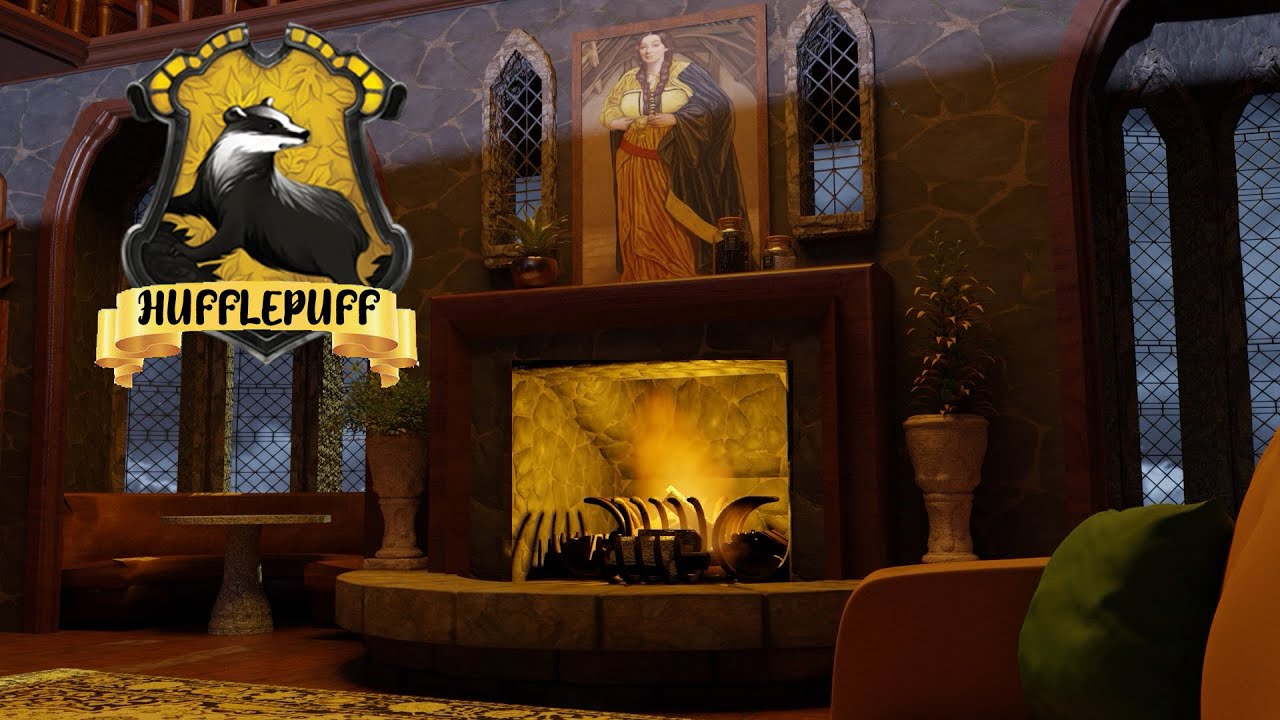 Hufflepuff Common Room Stormy Night (ambiance) - YouTube