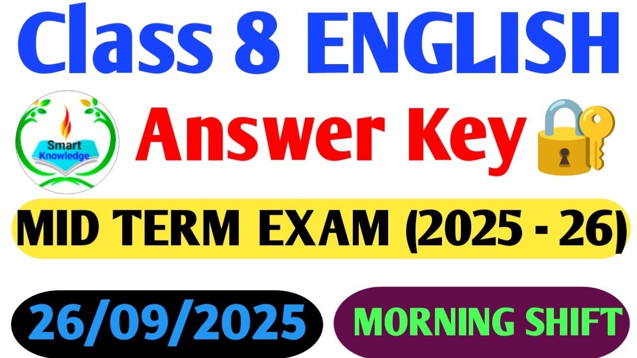 class 8 English answer key 2025-26(morning shift)English paper solution ...