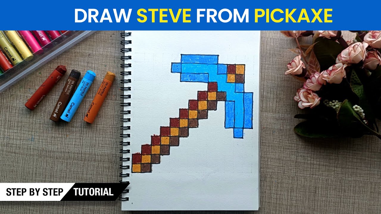 Minecraft Pickaxe Drawing Easy | How to Draw Pickaxe from Minecraft ...