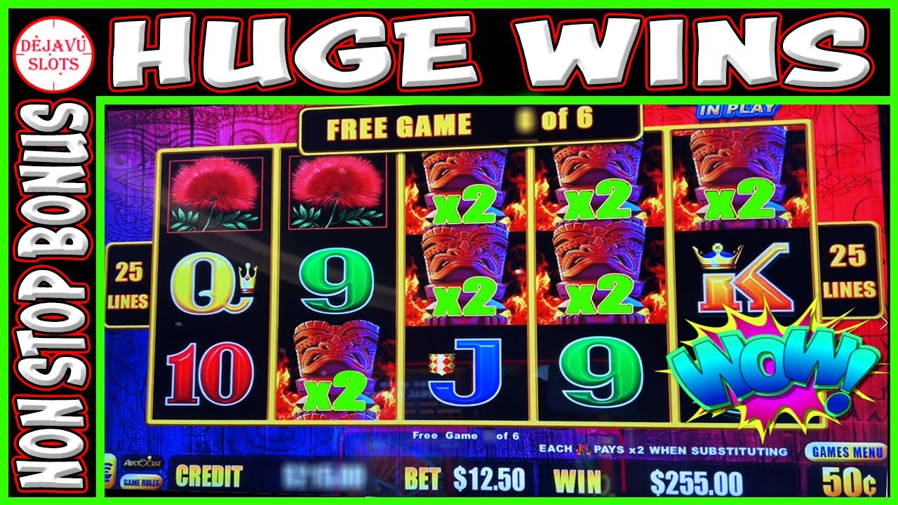 NON STOP BONUS Wager Saver Leads To HUGE WIN! Tiki Fire Lightning Link ...