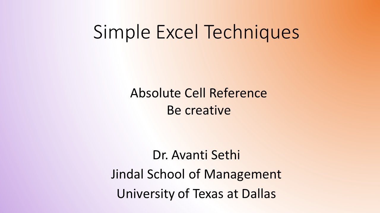 Excel Absolute Cell Reference - YouTube