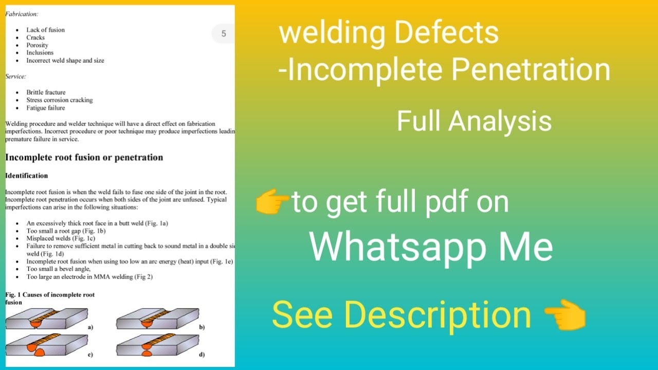 Incomplete root fusion or penetration||Lack of penetration||Lack of ...